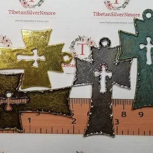 3 Pcs per Pack 59x39mm Cutout Cross Pendant Color to Choose Finish Lead ...