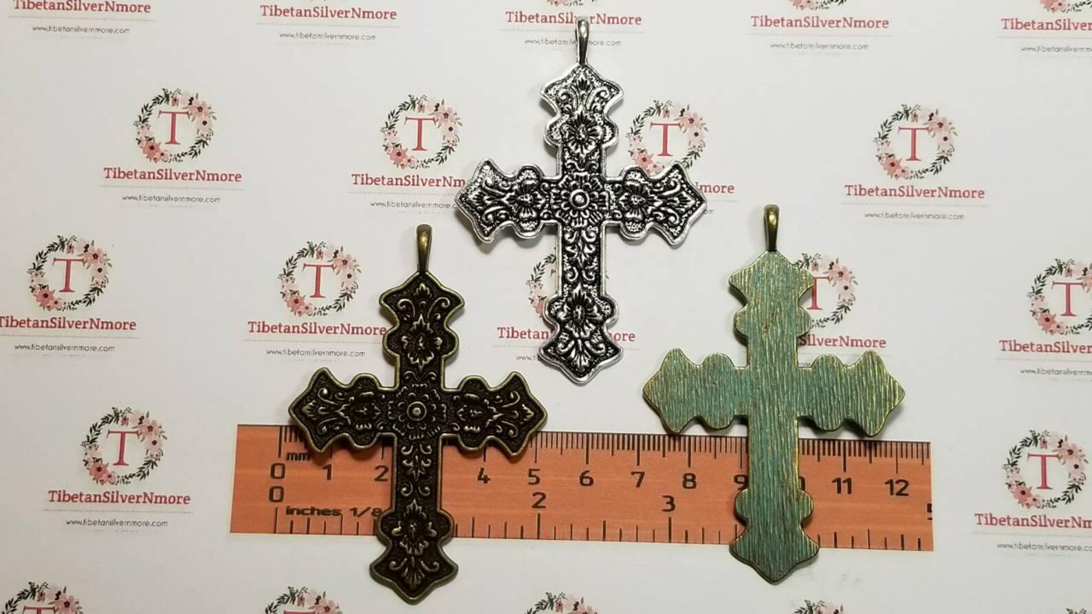 3 Pcs per Pack 73x50mm Large Fancy Solid Cross Pendant Color | Etsy
