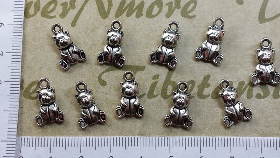 18 Pcs per Pack 15mm Reversible Teddy Bear Charm Antique | Etsy