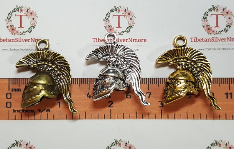 1 Pc per Pack of 41x18x13mm Roman Spartan Helmet With Mohawk Antique ...