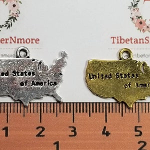 6 Pieces per Pack 26x19mm USA Map Charm Antique Silver or Gold Finish ...