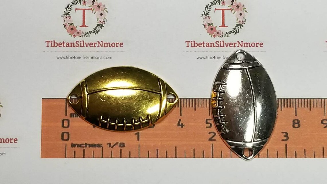 3 Pcs per Pack 38x22mm One Side Large Football Link Antique Silver or ...