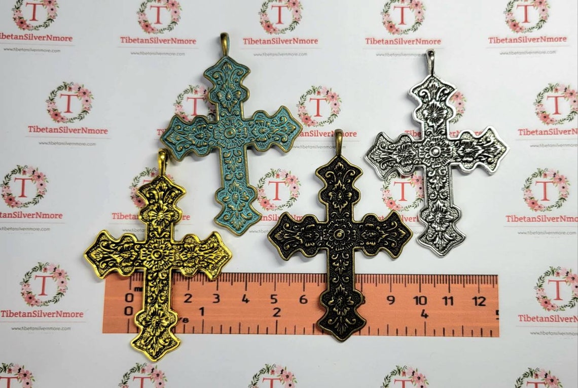 3 Pcs per Pack 73x50mm Large Fancy Solid Cross Pendant Color - Etsy