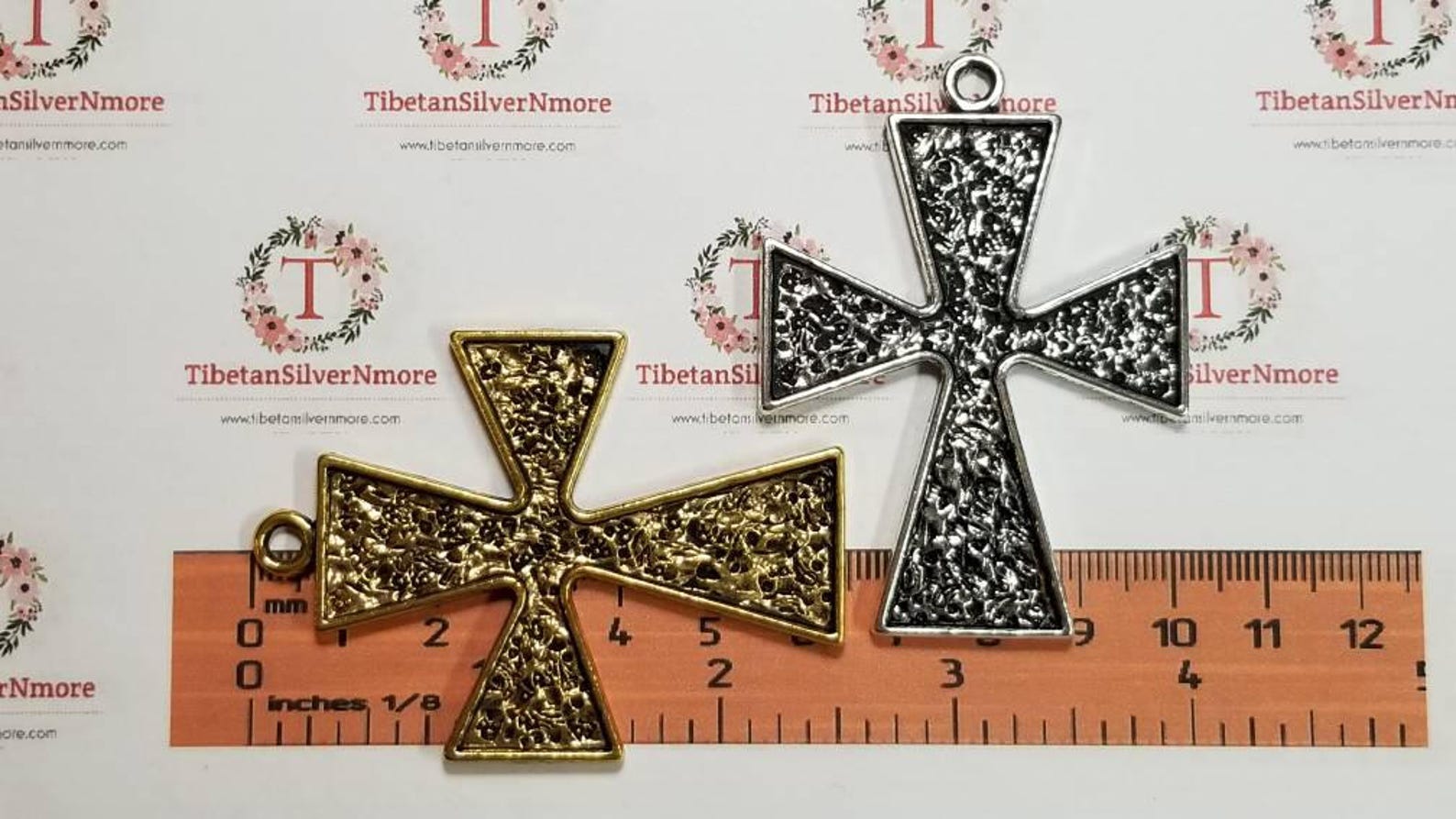 3 Pcs per Pack 60x50mm Textured Cross Pendant Antique Silver - Etsy