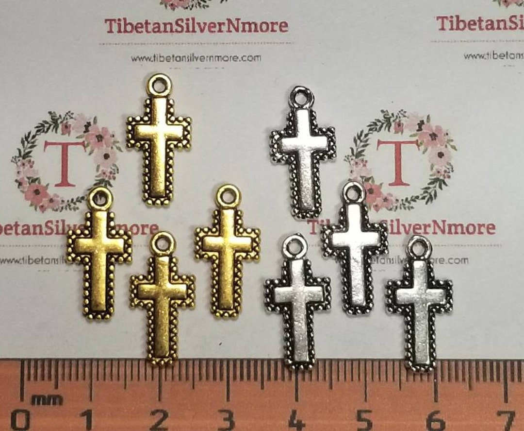 20 Pcs per Pack 20x9mm Small Plain Cross Charms Antique Silver or Gold ...