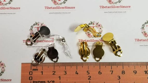 24 Pieces or 12 Pairs a Pack of 10mm Disk Glue-on Clip on - Etsy
