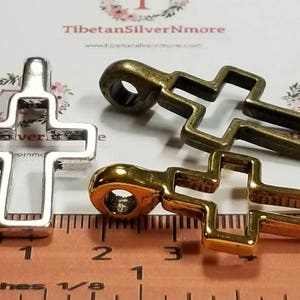 6 Pcs per Pack 30x14mm Cross Cut Out Pendant Gold, Bronze or Silver ...