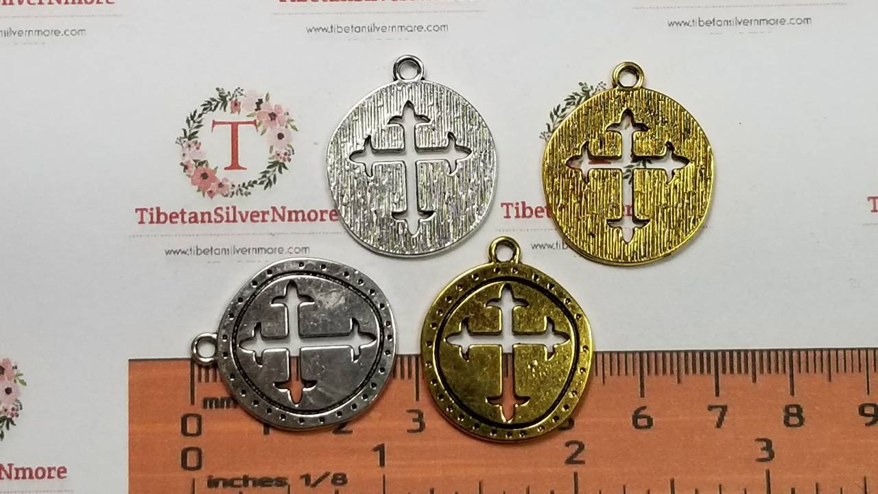 6 Pcs per Pack 24mm 1.5mm Thickness Cutout Cross Coin Antique - Etsy