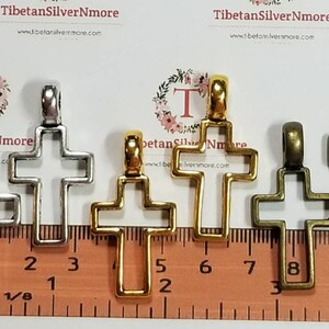 6 Pcs per Pack 30x14mm Cross Cut Out Pendant Gold, Bronze or Silver ...