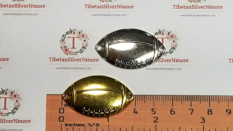 3 Pcs per Pack 38x22mm One Side Large Football Link Antique Silver or ...