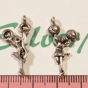 24 Pcs per Pack 28x13mm One Side Cheerleader or the Pom Pom Girl Charm ...