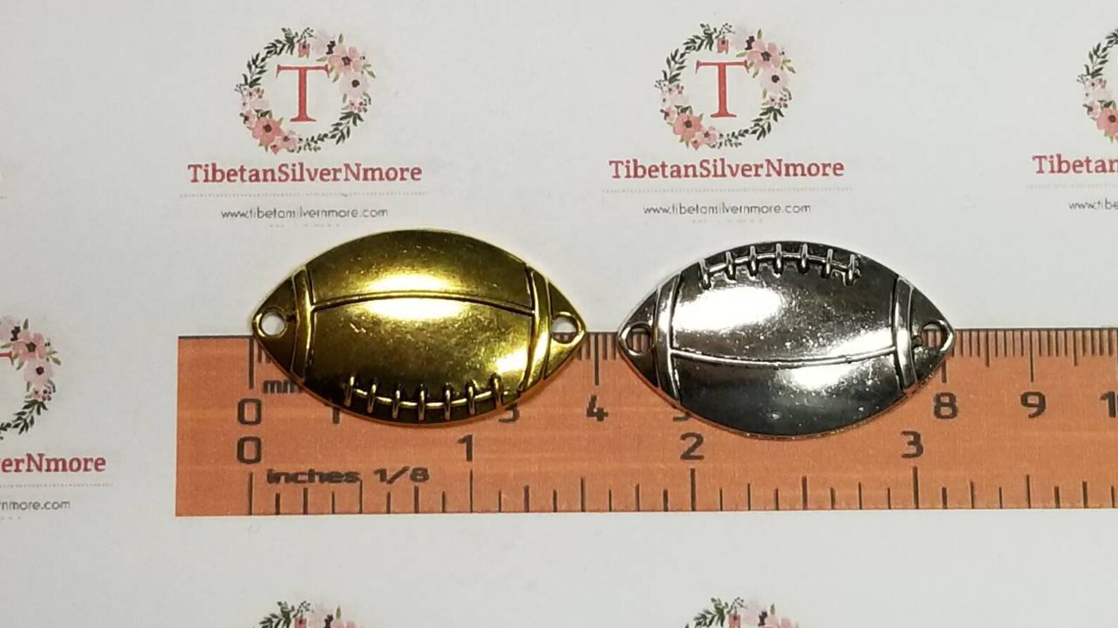 3 Pcs per Pack 38x22mm One Side Large Football Link Antique Silver or ...