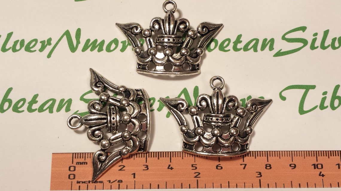 3 Pcs per Pack 49x25mm 3D Crown Link Antique Silver Lead Free | Etsy