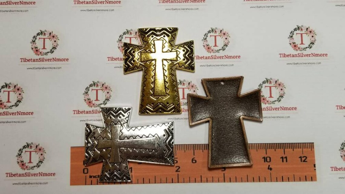 3 Pcs per Pack 49x40mm Large Cross Pendant in Antique Silver - Etsy