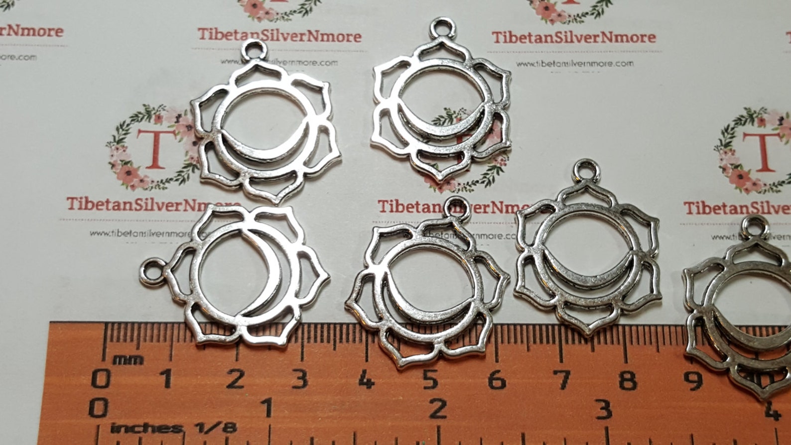 6 Pcs per Pack 29x22mm Lotus Blossom Cut Out Charm Antique Silver ...