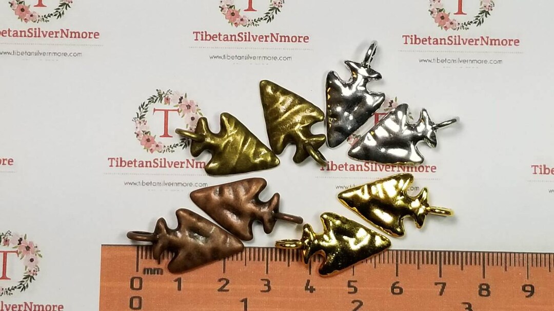 10 Pcs per Pack 20x14mm 3D Hammered Arrowhead Charm Color to Choose ...