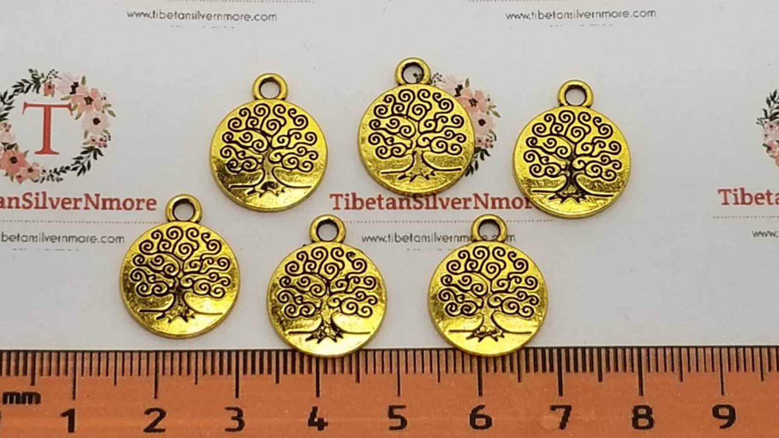 12 Pcs per Pack 15mm Curly Tree of Life Coin Charms Antique Silver ...
