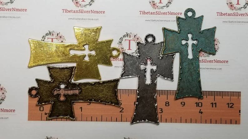 3 Pcs per Pack 59x39mm Cutout Cross Pendant Color to Choose Finish Lead ...