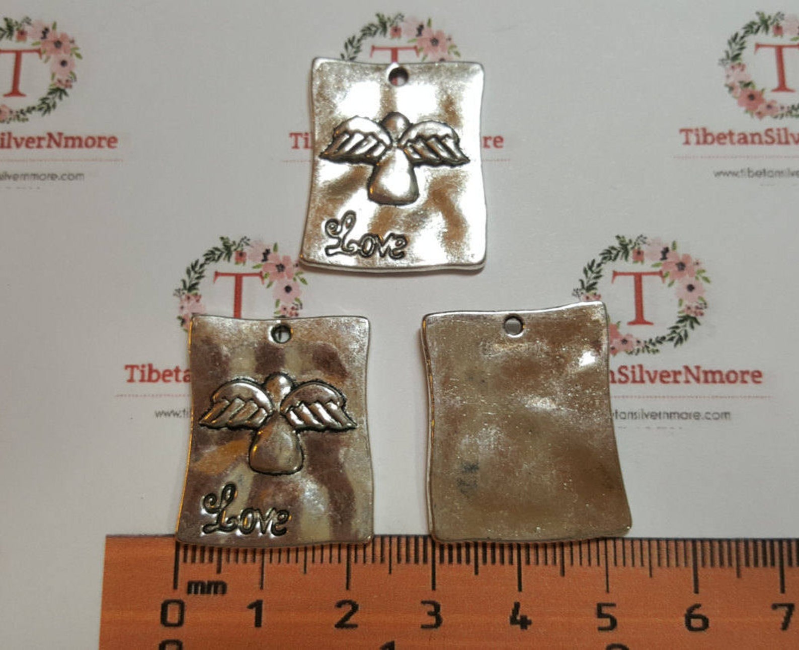 3 Pcs per Pack 27x22mm Guardian Angel for Love Solids Tag in Antique ...