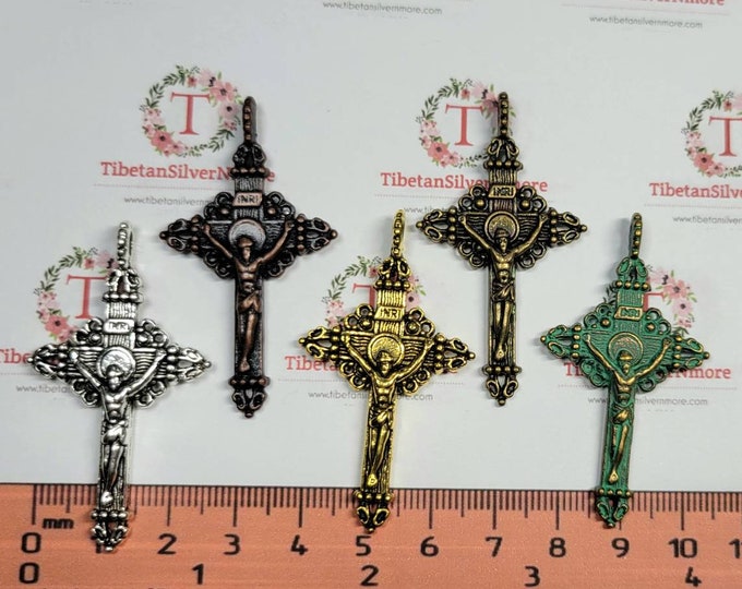 2, Antique, Ebony Crosses, Vintage Crucifix, Cross Pendant, Vintage ...