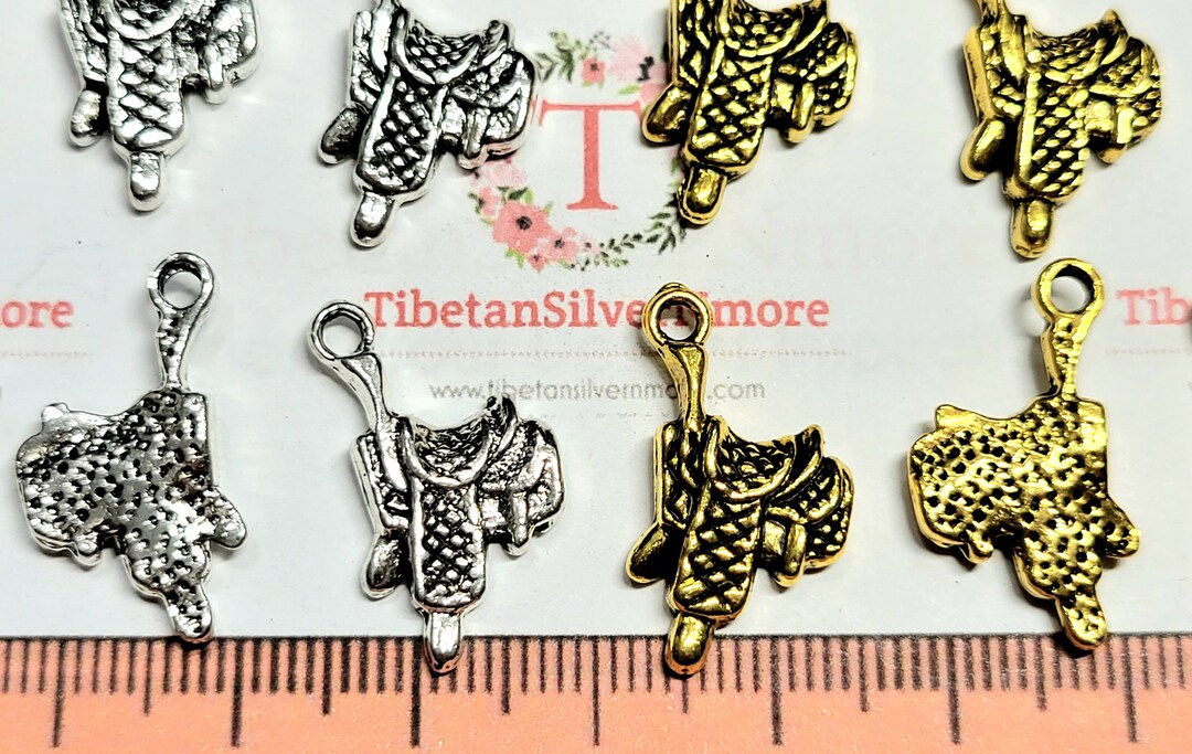 14 Pcs per Pack 22x11mm One Side of Western Saddle Antique Silver or ...