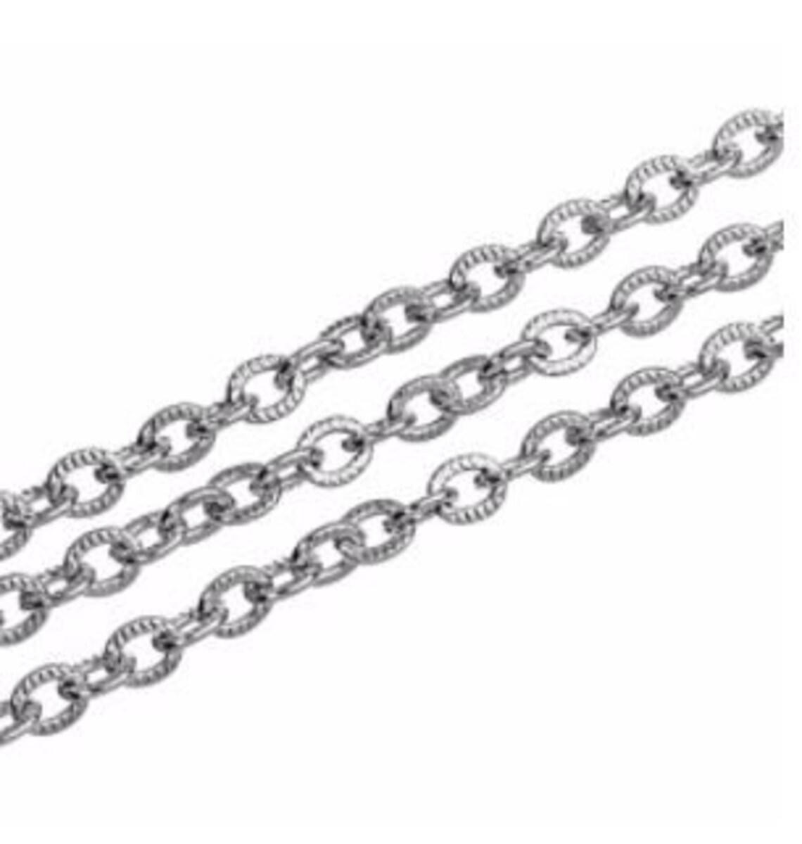 2 Ft. per Pack 5x4mm Silver Stainless Steel Corrugated Cable Oval Chain ...