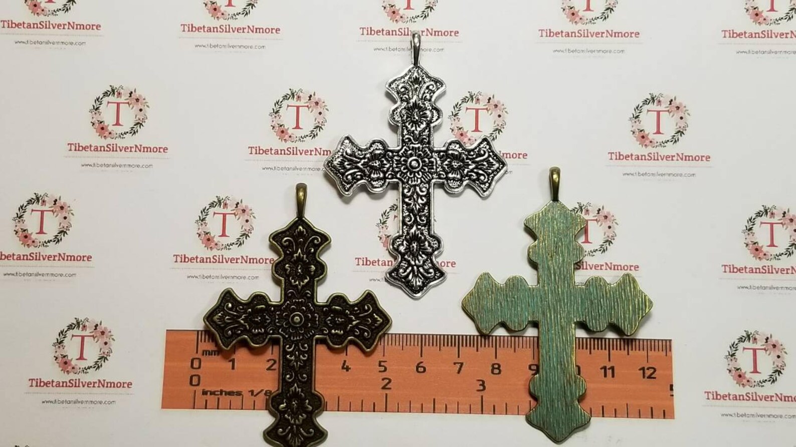 3 Pcs per Pack 73x50mm Large Fancy Solid Cross Pendant Color | Etsy