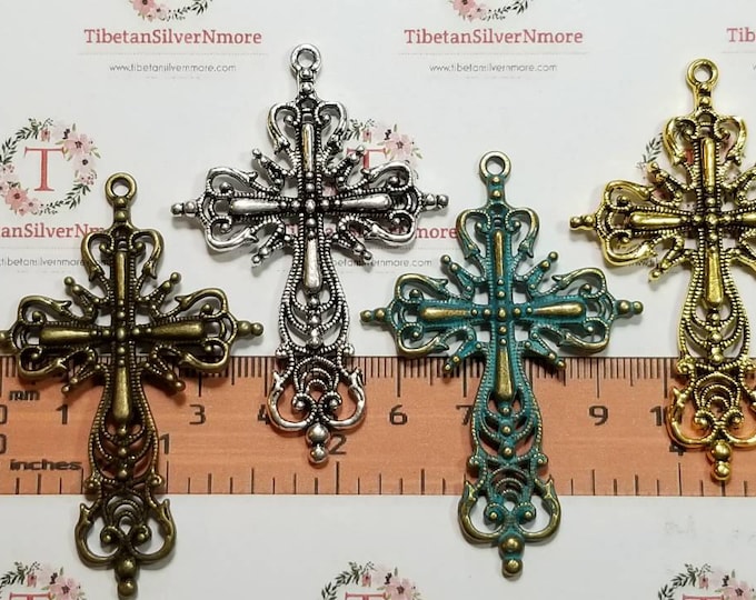 3 Pcs per Pack 60x40mm Filigree Cross Pendant Color to Choose - Etsy