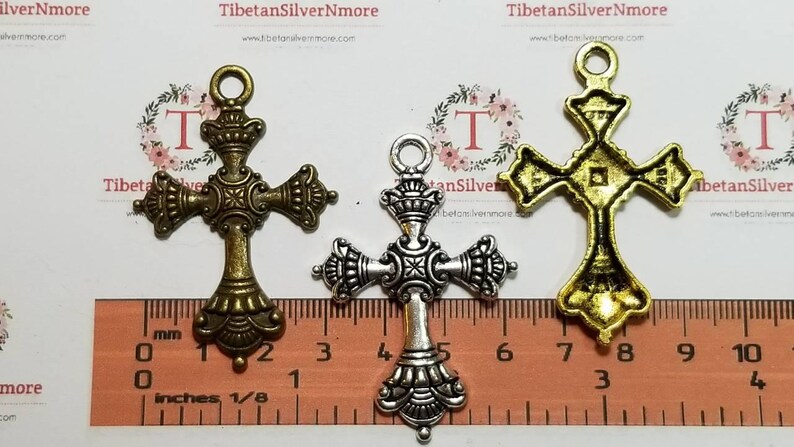 4 Pcs per Pack 52x35mm Fancy Cross Pendant Antique Silver - Etsy