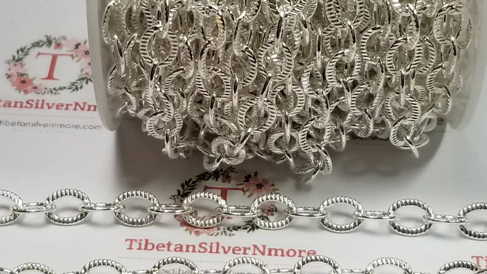 2 Ft. per Pack 5x4mm Silver Stainless Steel Corrugated Cable Oval Chain ...