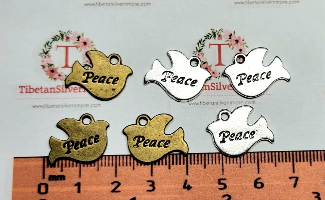 12 Pcs per Pack 17mm Solid Peace Dove Charm Antique Silver or Bronze ...