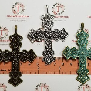 3 Pcs per Pack 73x50mm Large Fancy Solid Cross Pendant Color | Etsy