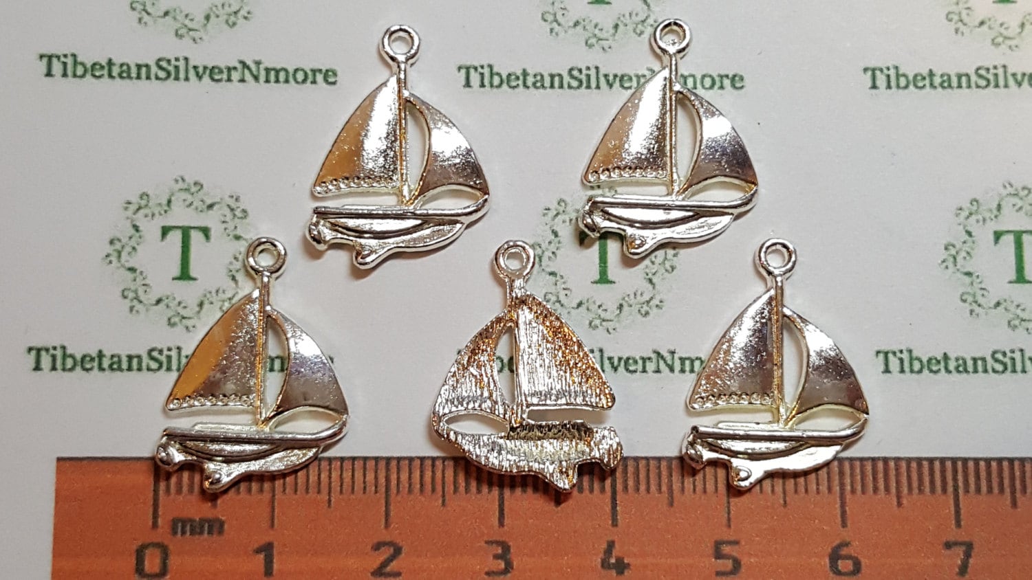 18 Pcs per Pack 20mm Silver Finish One Side Small Sail Boat - Etsy