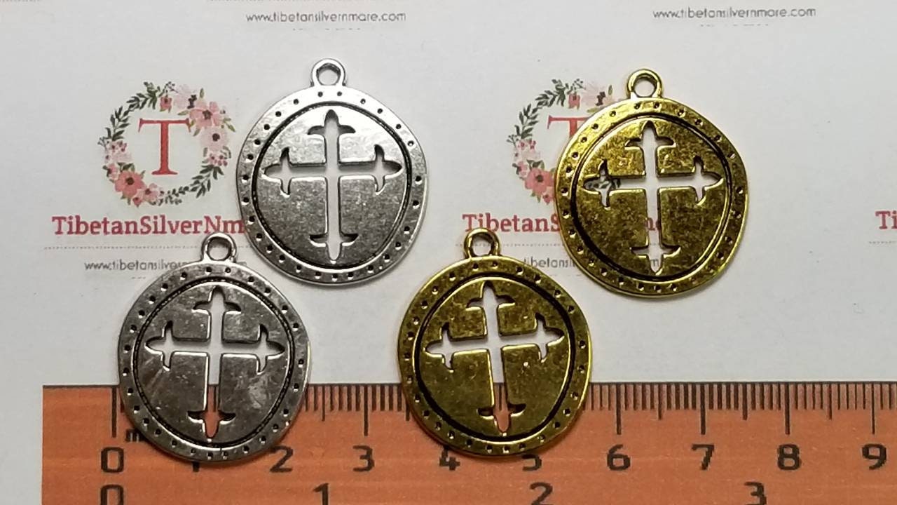 6 Pcs per Pack 24mm 1.5mm Thickness Cutout Cross Coin Antique - Etsy
