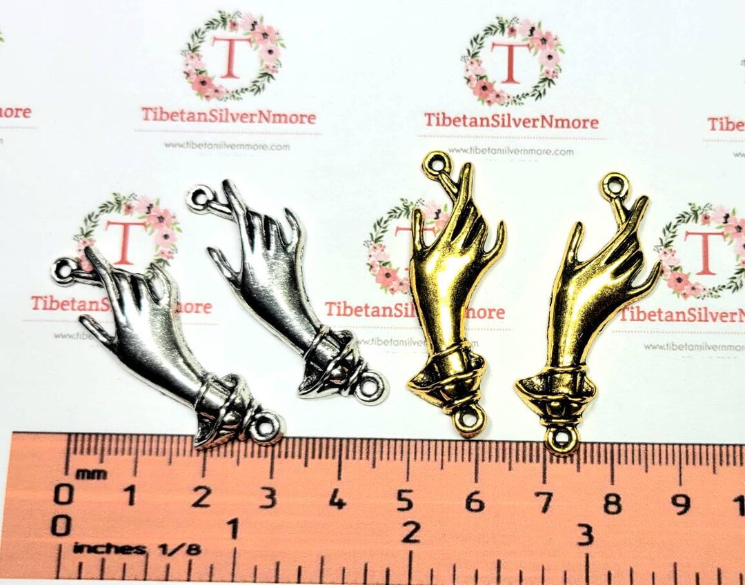 10 Pcs per Pack 44x10mm One Side Ladies Arm or Hand Link Antique Silver ...