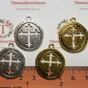6 Pcs per Pack 24mm 1.5mm Thickness Cutout Cross Coin Antique Silver or ...