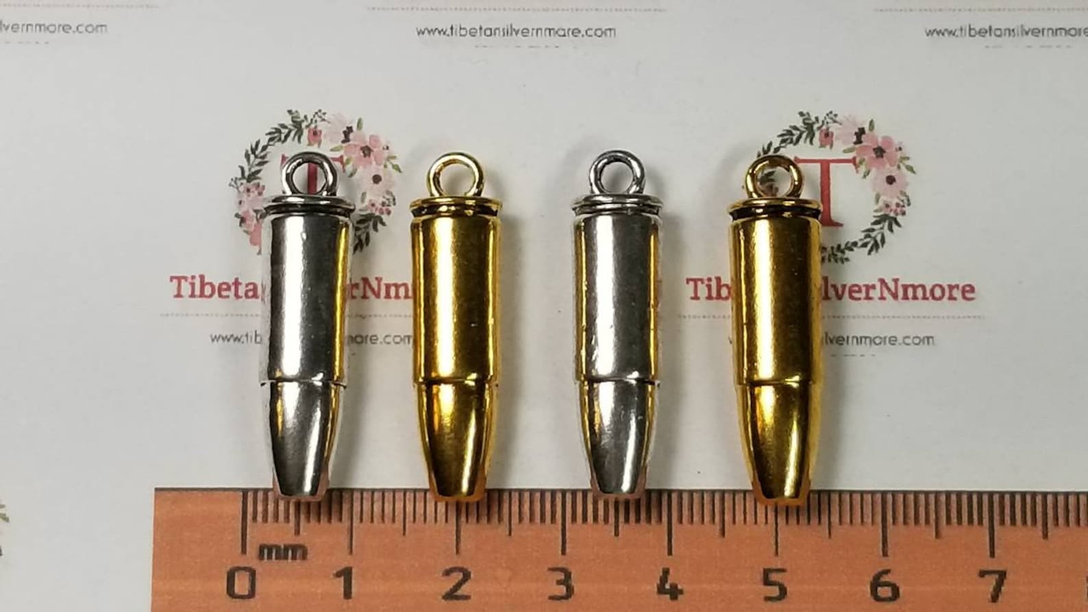 4 Pcs per Pack 33x9mm 7mm Thickness Silver Bullet Charms | Etsy