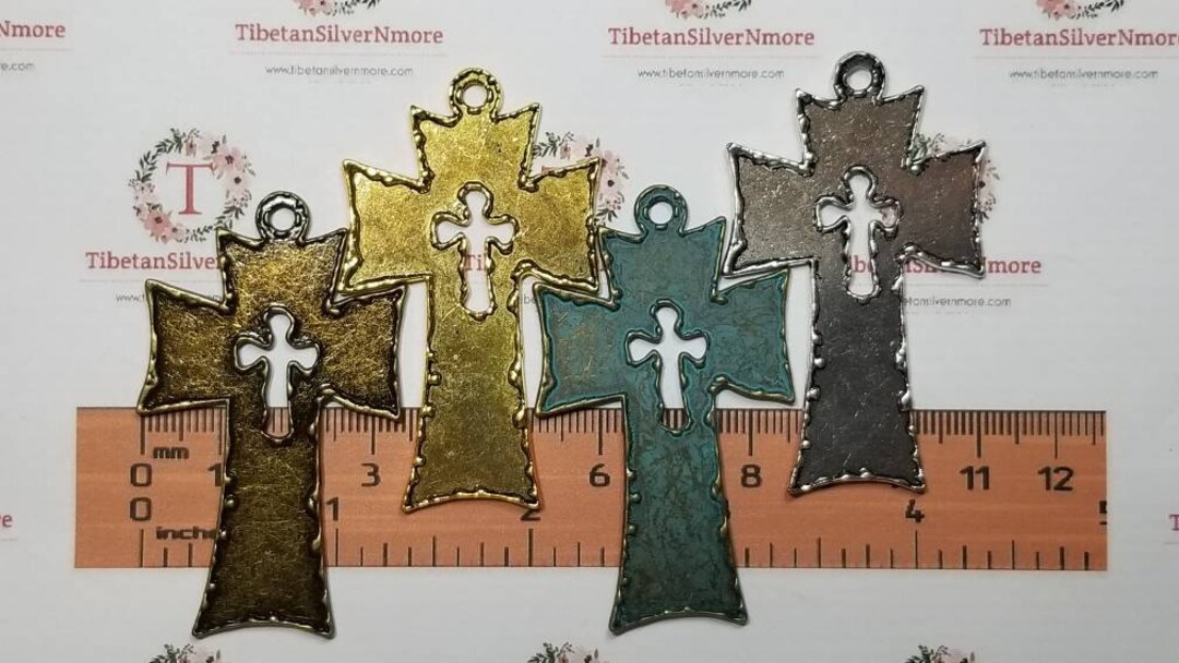3 Pcs per Pack 59x39mm Cutout Cross Pendant Color to Choose Finish Lead ...