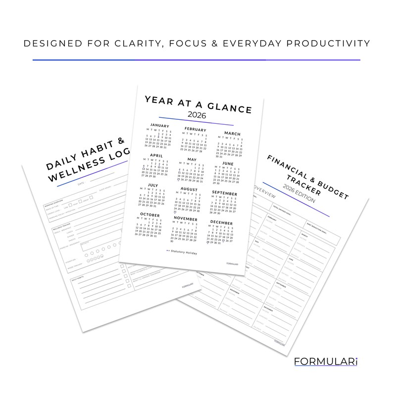 2026 Year at a Glance Planner – Printable PDF – A4 / A5 / Letter - Etsy