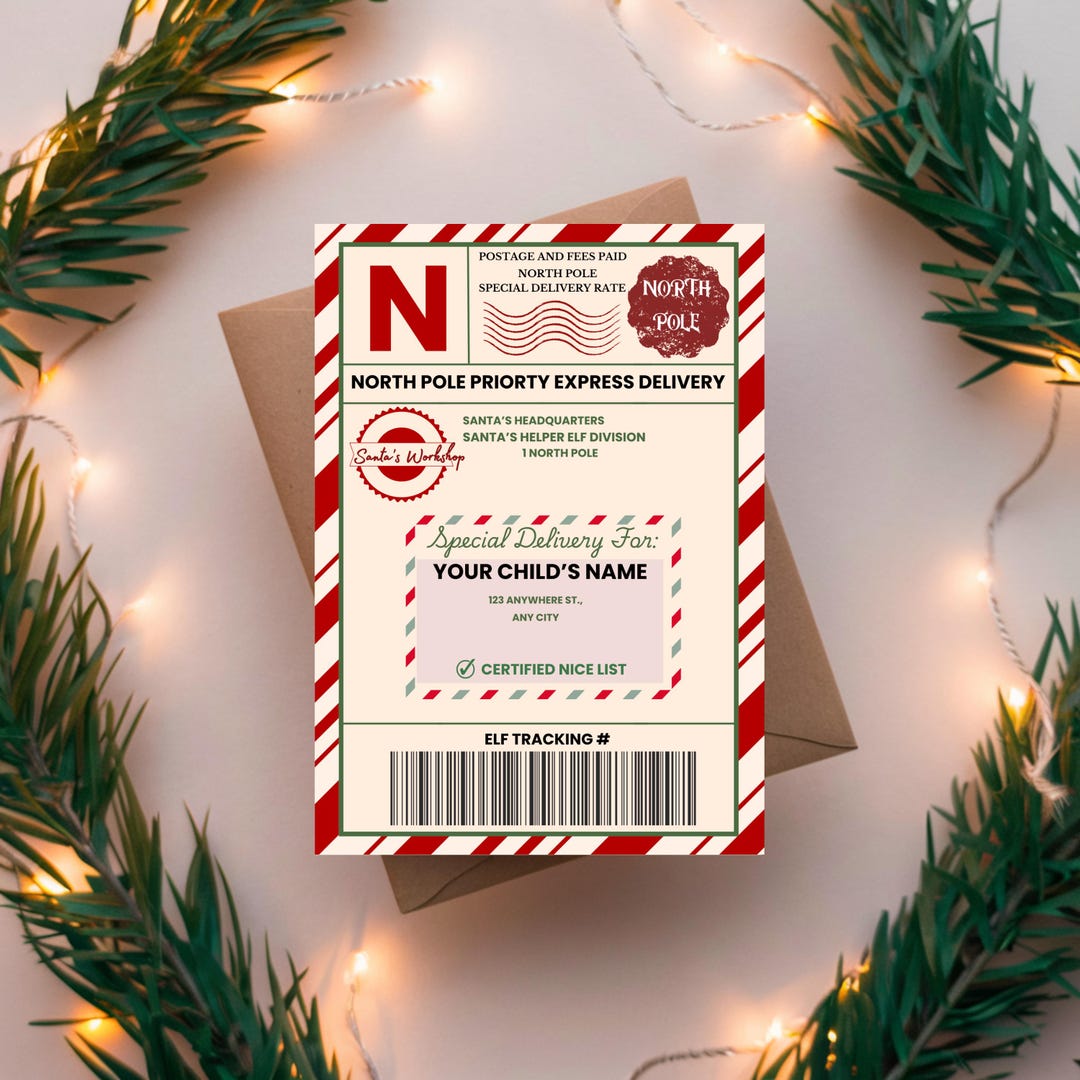 Editable Christmas North Pole Sticker Template, Christmas Gift Tag ...