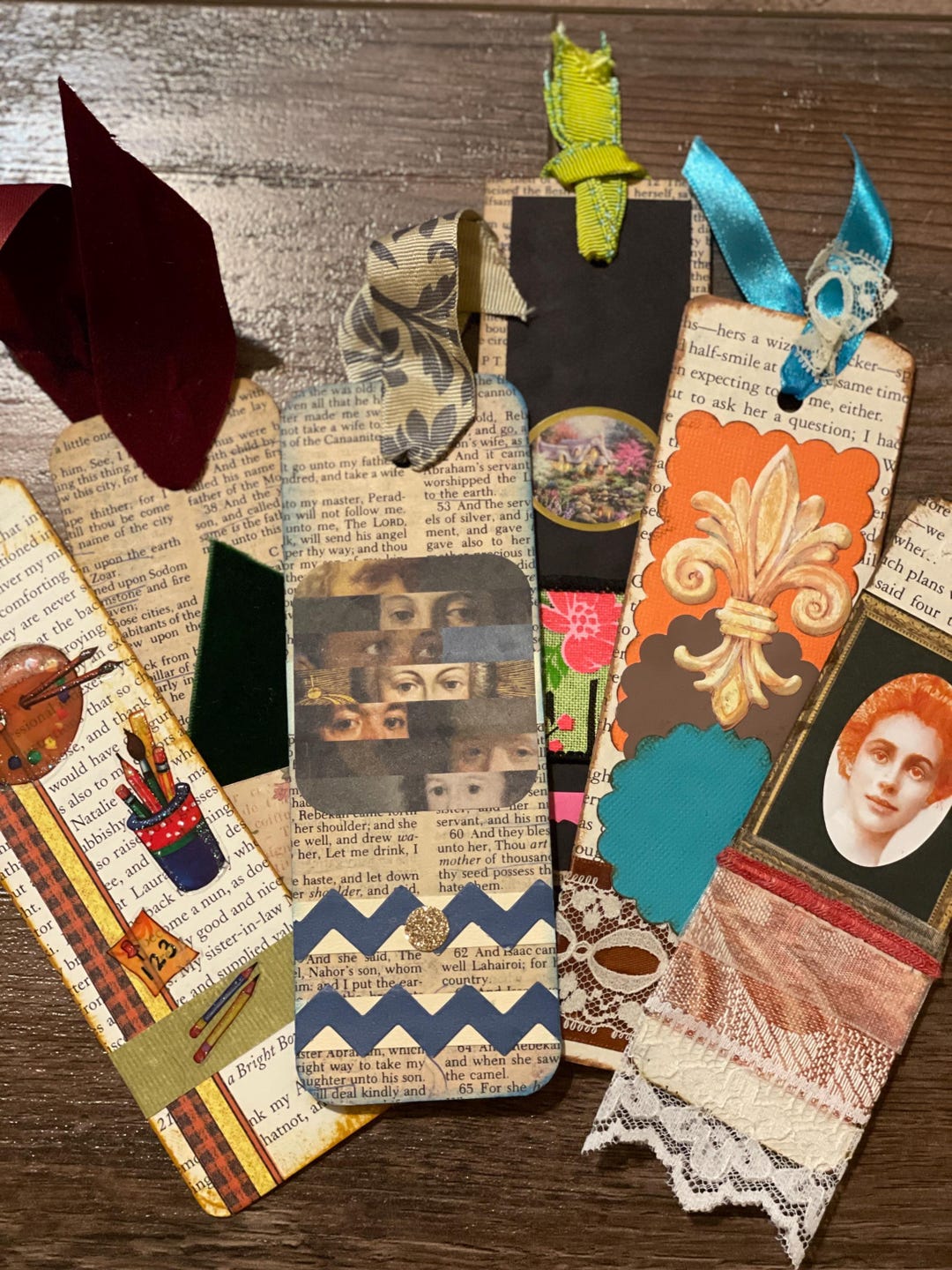 Handmade Collage Bookmarks | Book Pages | Book Lover Gift Idea ...