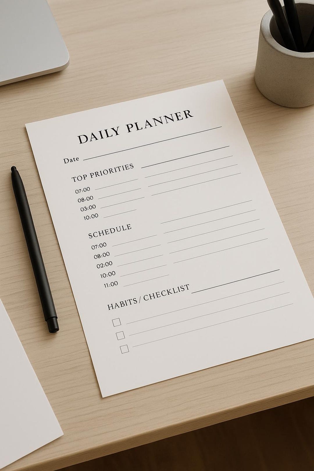 Minimalist Daily Planner | Printable PDF | A4 Planner Template ...