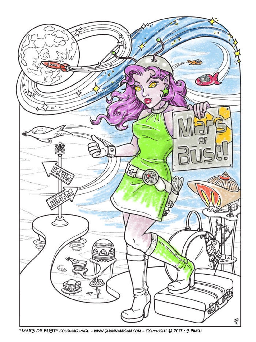 Mars or Bust Coloring Page Instant Download - Etsy