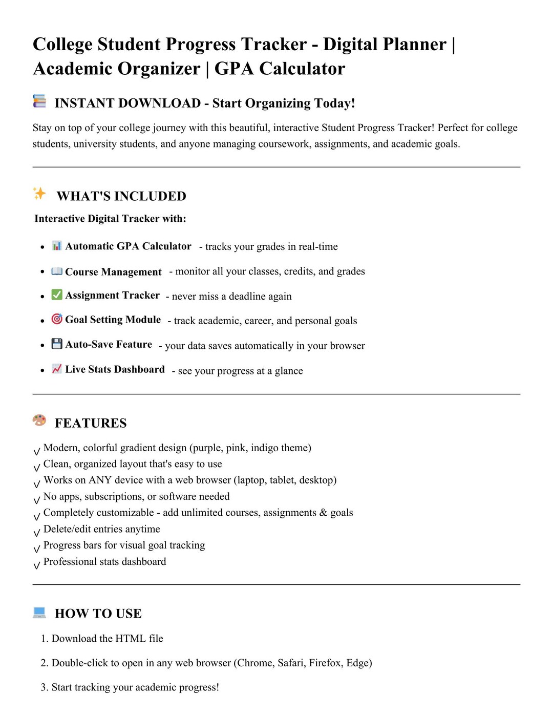 College Student Progress Tracker - Etsy