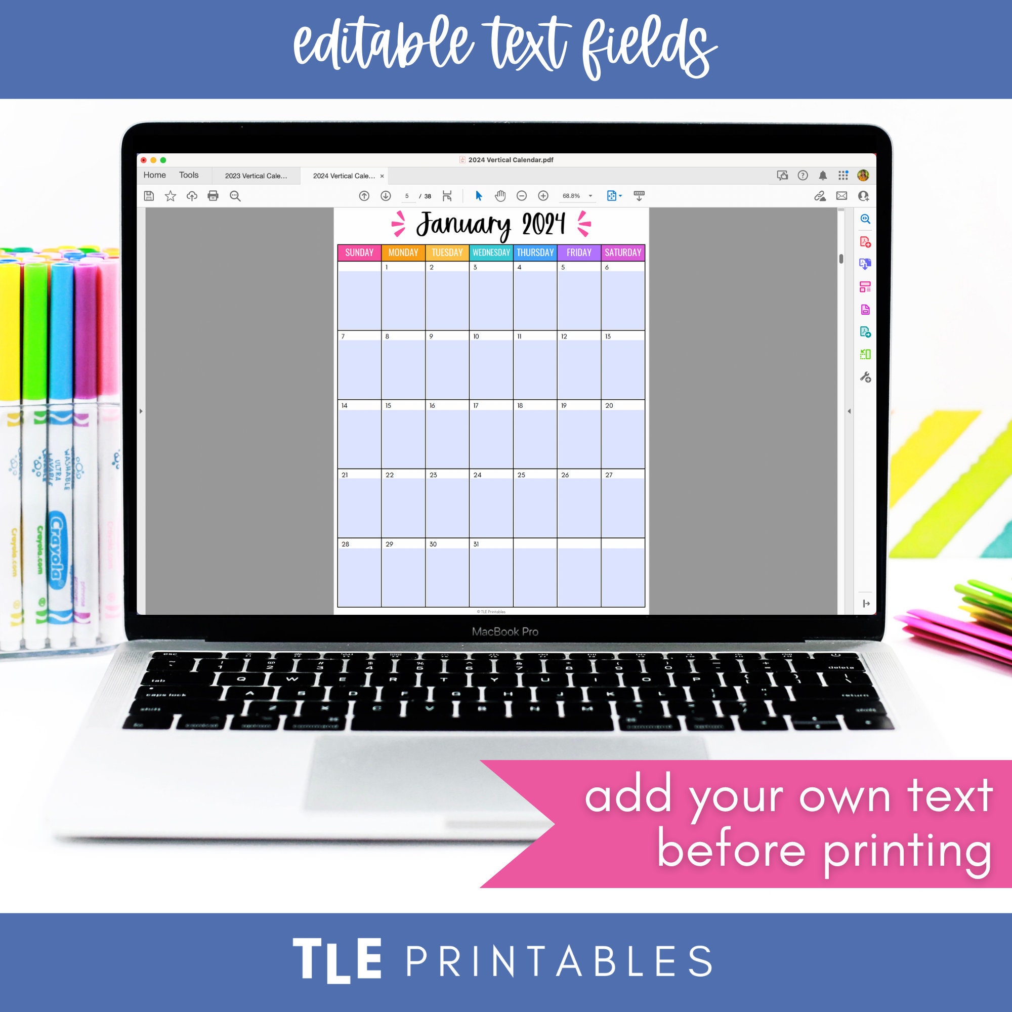 2024 Printable Monthly Calendar Editable Letter Size Portrait Calendars ...