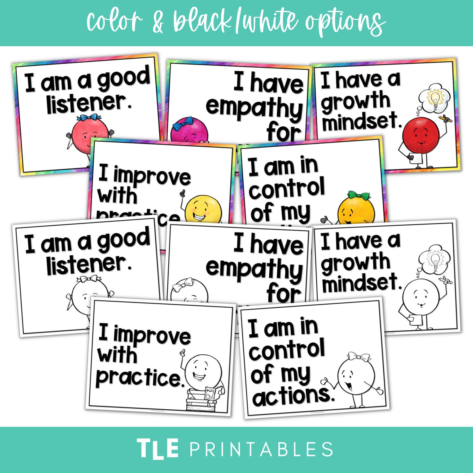 Positive Affirmations for Kids Printable Cards Growth Mindset Posters ...