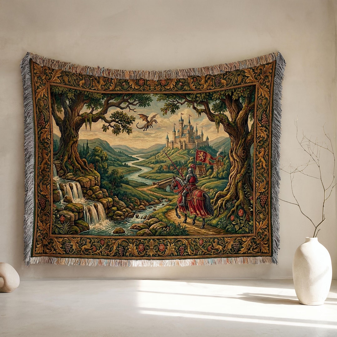 Medieval Tapestry Castle Throw Blanket | Renaissance Painting Style ...
