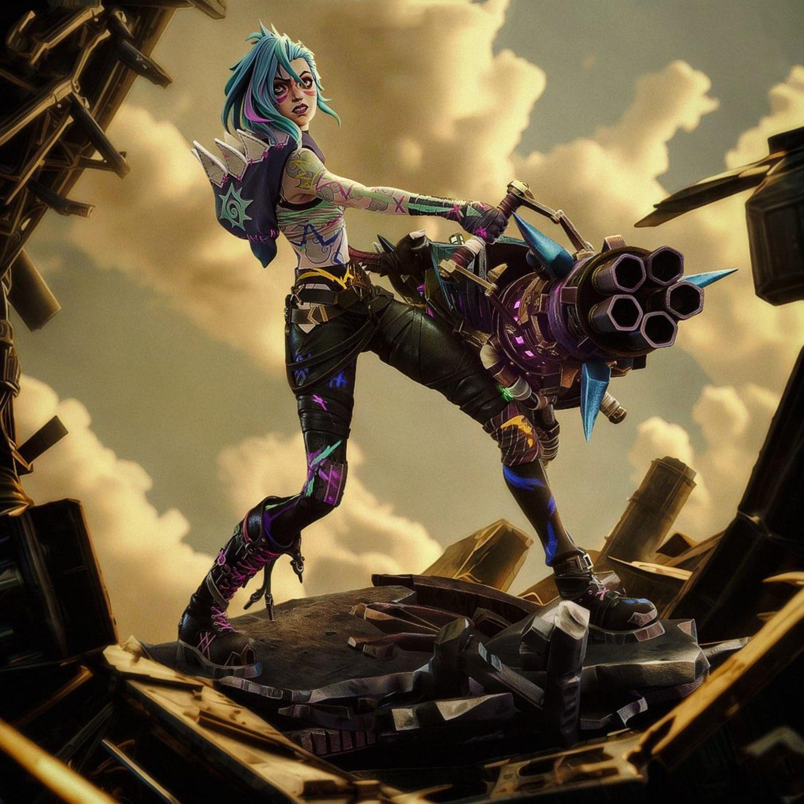 Jinx Arcane Lol• 1/4 Scale Hand-painted Resin Model - Etsy