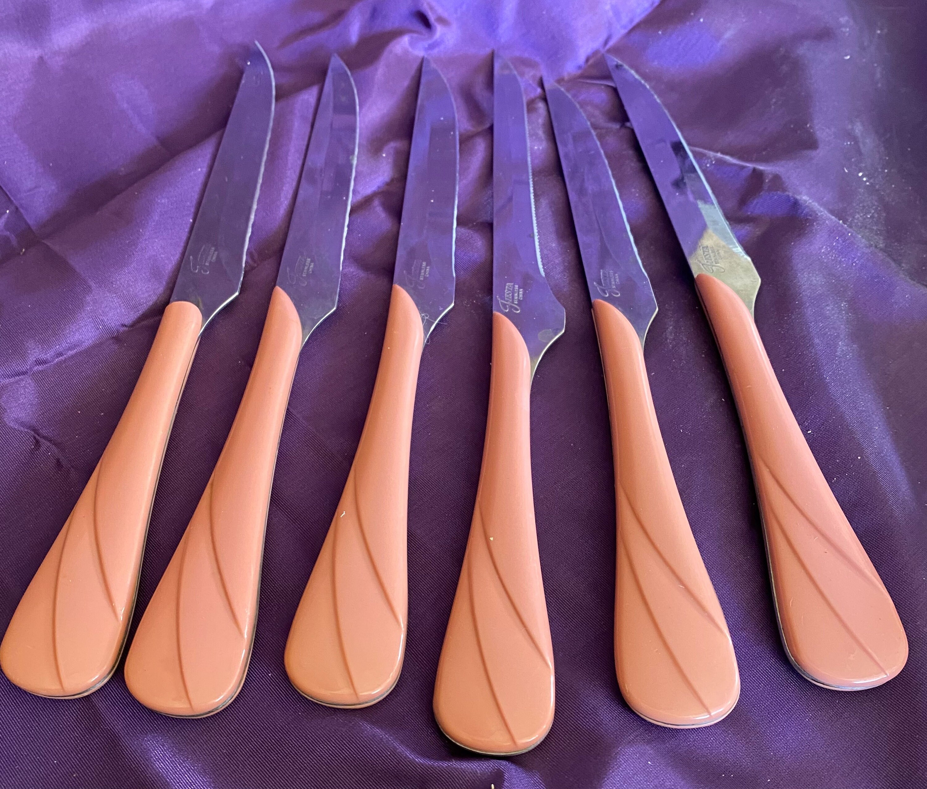 Old Fiesta Pink Handled 15 Piece Knife Set/butcher Block - Etsy