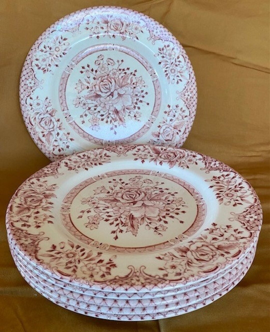 Vintage English Ironstone EIT Kew Pink by Wood & Sons Rose Salad Plate ...